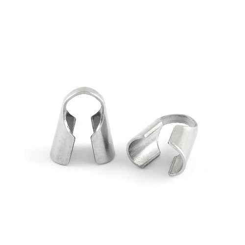 Stainless Steel Crimp Cord Ends Silver Horse Shoe 5x9mm Pack Of 20